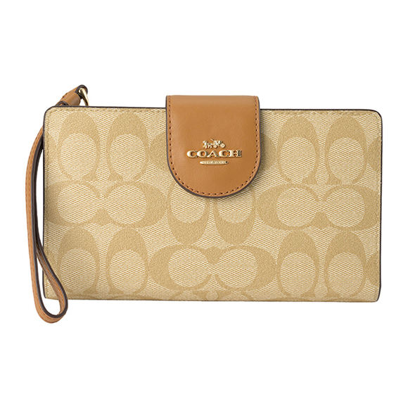 Coach | Bags | Coach Signature Color Block Long Wallet Beige Brown ...